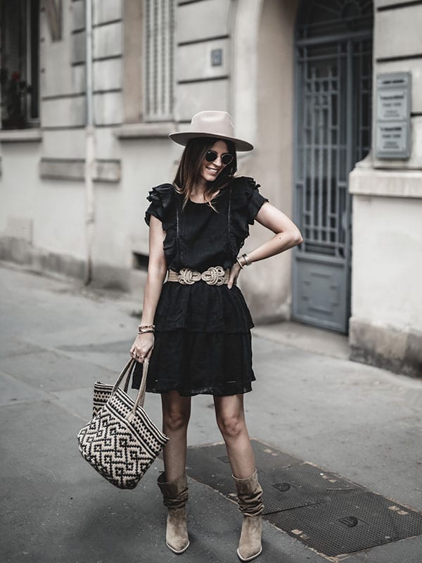 Bottes Ba&sh Cowby & la parfaite petite robe noire - By Opaline
